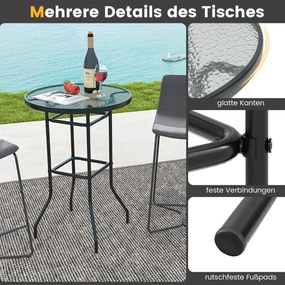 Costway High Garden Table Barový stůl Kulatý bistro s deskou stolu z tvrzeného