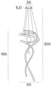 MAXLIGHT P0427D -LED S. lustr na lanku RITZ LED/100W/230V pr. 60 cm CRI 90 zlatá