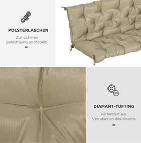 Outsunny Polstr na Lavici pro 3 Osoby 150x98x8 cm, Polstr s Popruhy, Sedací Polstr, Venkovní/Indoor Sedací Polstr, Polstrovaní pro Zahradní Nábytek, …