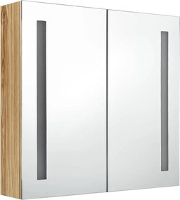 LED koupelnová skříňka se zrcadlem dub 62 x 14 x 60 cm 326522