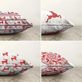 Sada 4 vánočních žinylkových povlaků na polštář Minimalist Cushion Covers Reindeer, 55 x 55 cm