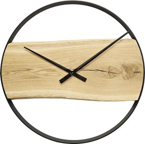 KUBRi 1005A - Obrovské 80 cm hodiny z masivního dubu s kovovým rámem