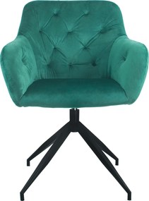 Otočná židle, zelená Velvet látka/černá, VELEZA NEW