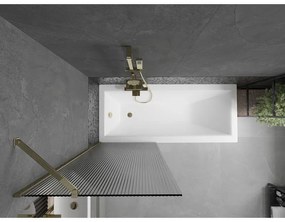 Mexen Next, vanová zástěna 1-křídlová 70 x 150 cm, fixní křídlo, 6 mm sklo s pruhy, zlatý lesklý profil, 895-070-000-00-09-50