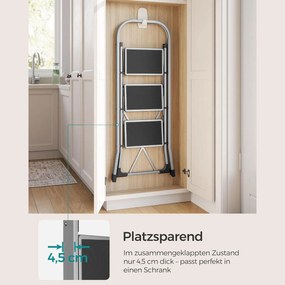 3-stupňový stupínek, skládací žebřík, šedý-černý