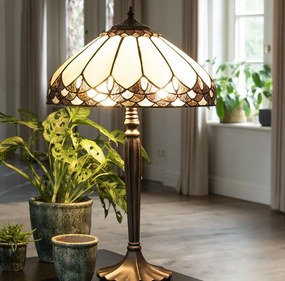 Béžová stolní lampa Tiffany Franciette - Ø 39*63 cm E27/max 2*60W