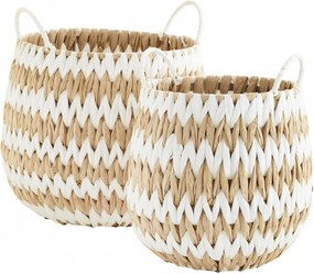 Úložný koš Grass Natural White Menší, bílá barva, přírodní barva