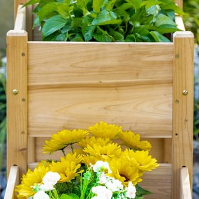 Vyvýšený záhon Outsunny se třemi dvoupatrovými kontejnery 184L x 45Š x 80V cm z předběžně ošetřeného jedlového dřeva pro zavlažování