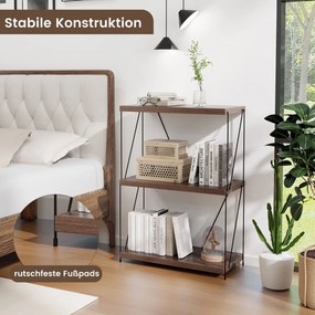 Costway 3-patrová stojící police s kovovým rámem Průmyslová knihovna Úložný