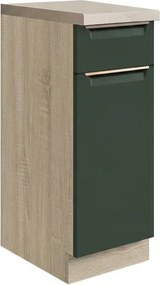 GLAMOUR z | dolní skříňka GLA-1D | 30 cm | KOVÁNÍ BASIC | korpus dub sonoma | zelená mat