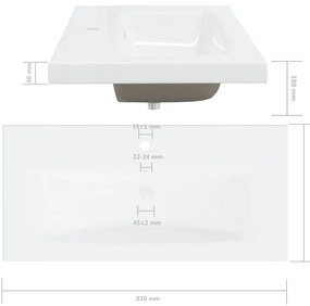 vidaXL Marketos Zápustné umyvadlo s baterií 81 x 39 x 18 cm keramické bílé