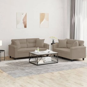 2dílná sedací souprava s polštáři taupe tkanina z mikrovlákna 3202326