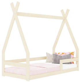 Benlemi Dětská nízká postel SAFE 9v1 ve tvaru teepee se zábranou Zvolte barvu: Béžová, Zvolte rozměr: 90x160 cm, Zvolte zábranu: S otevřeným vstupem