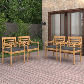 Židle Batavia 4 ks s poduškami masivní teakové dřevo,  3087057