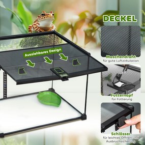 PawHut terárium pro plazy 50 x 30 x 35 cm, skleněný teráriový box pro chov plazů, kovová konstrukce | Aosom.de