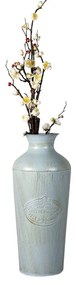 Modrá plechová dekorační váza s patinou Lyon 1957 – 22x47 cm