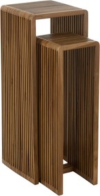 Sada 2 odkládacích stolků Cubic z přírodního teaku – 34*34*88/ 25*25*75 cm