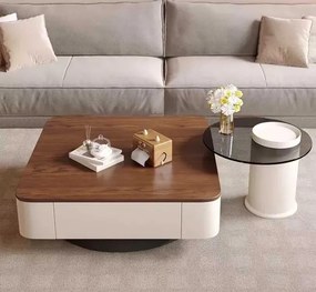 LuxuryForm DESIGN Konferenční stolek MODENA 80 × 80 cm - hnědý, béžový (set)