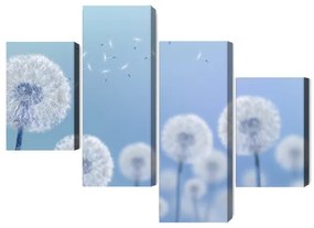 Vícedílný obraz Pampelišky Na Modrém Pozadí Nedostatek Nedostatek Přírodní plátno 80x50