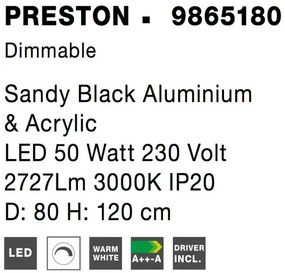 LED lustr Preston 80 černé