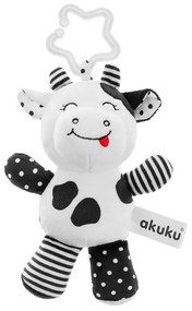 Plyšová hračka s chrastítkem Akuku kravička černobílá Barva: Bílá