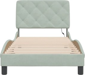 Rám postele s LED bez matrace světle šedý 90 x 200 cm samet 3213831