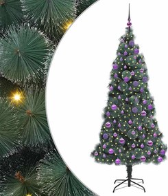 Umělý osvětlený vánoční stromeček s koulemi Zelená 180 cm PET 3396172