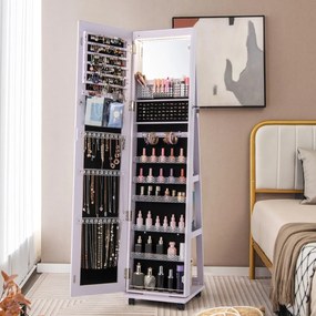 Costway Uzamykatelná šperkovnice s integrovaným make-up zrcadlem