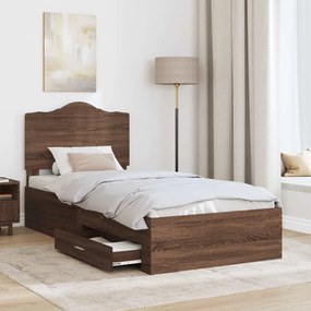 Rám postele se zásuvkou Hnědý dub 70 x 190 cm Kompozitní dřevo 3413672