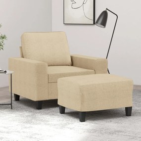 Křeslo s podnožkou krémové 60 cm textil 3201145
