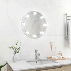 Nástěnné zrcadlo s LED osvětlením kulaté sklo 3078640