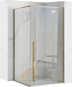 Rea Fargo Gold, sprchový kout s křídlovými dveřmi 120 (dveře) x 90 (stěna) x 195 cm, 6mm čiré sklo, zlatý profil, REA-K6614