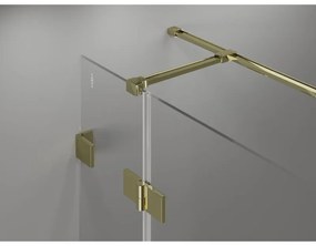 Mexen Lunar T, sklápěcí sprchový kout levý 110 x 110 cm, 8mm čiré sklo, zlatý profil, 834T-110-110-50-00-L
