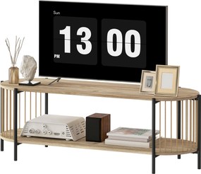 HOMCOM TV stolek Boheme až pro 55 palců s designem z papírového lanka a 2 otevřenými policemi 124x43,5x41 cm, přírodní