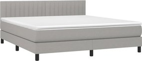 Box spring postel s matrací a LED světle šedá 160x200 cm textil 3133325