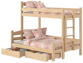 postel patrová s zásuvkami Lovic pravá strana - Borovice, 80x200/120x200