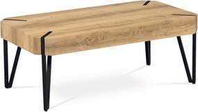 Konferenční stolek 110x60x43, MDF bělený dub, kov černý mat – stabilní kovová podnož Dub