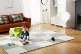 Velká pěnová podložka Ricokids puzzle 60x60 cm 4 ks bílá a šedá pro děti