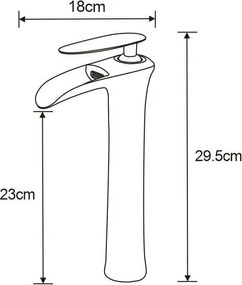 Mexen Lyra vysoká umyvadlová baterie, černá-chromová, 745310-07
