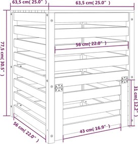 vidaXL Kompostér medově hnědý 63,5x63,5x77,5 cm masivní borové dřevo [823808] Barva: Šedá borovice