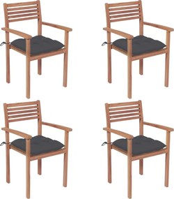 vidaXL Zahradní židle 4 ks podušky masivní teak [3062304] Barva: antracitová