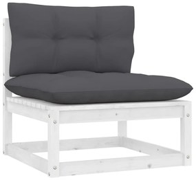 vidaXL Marketos Středová pohovka antracitové podušky bílá masivní borovice