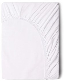 Bílé bavlněné elastické prostěradlo Good Morning, 140 x 200 cm