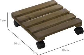 Outsunny sada 2 válečků na rostliny na kolečkách s brzdami 30x30cm tmavě hnědá pro vnitřní i venkovní použití | Aosom.de