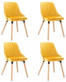 Jídelní židle 4 ks látka / buk Dekorhome Žlutá