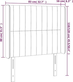 Čelo postele s LED černé 83 x 16 x 118/128 cm samet 3124318