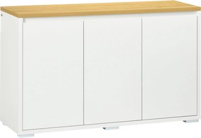 HOMCOM Úložný kabinet do obývacího pokoje s 3 dvířky a nastavitelnými policemi pro jídelnu a chodbu 120x37x75 cm Bílý | Aosom