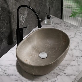 BPS-koupelny Keramické umyvadlo na desku HYD-NO-MAR9-480 48x34,5 cm, béžový mramor