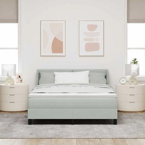Postel s boxspringem s čelo Světle šedá 200 x 140 cm samet 3341468