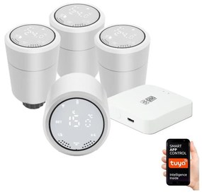 Immax Neo Immax NEO 07732C-SADA 4x Termostatická hlavice+ BRIDGE PRO v3 2xAA/3V Wi-Fi Tuya IM1057